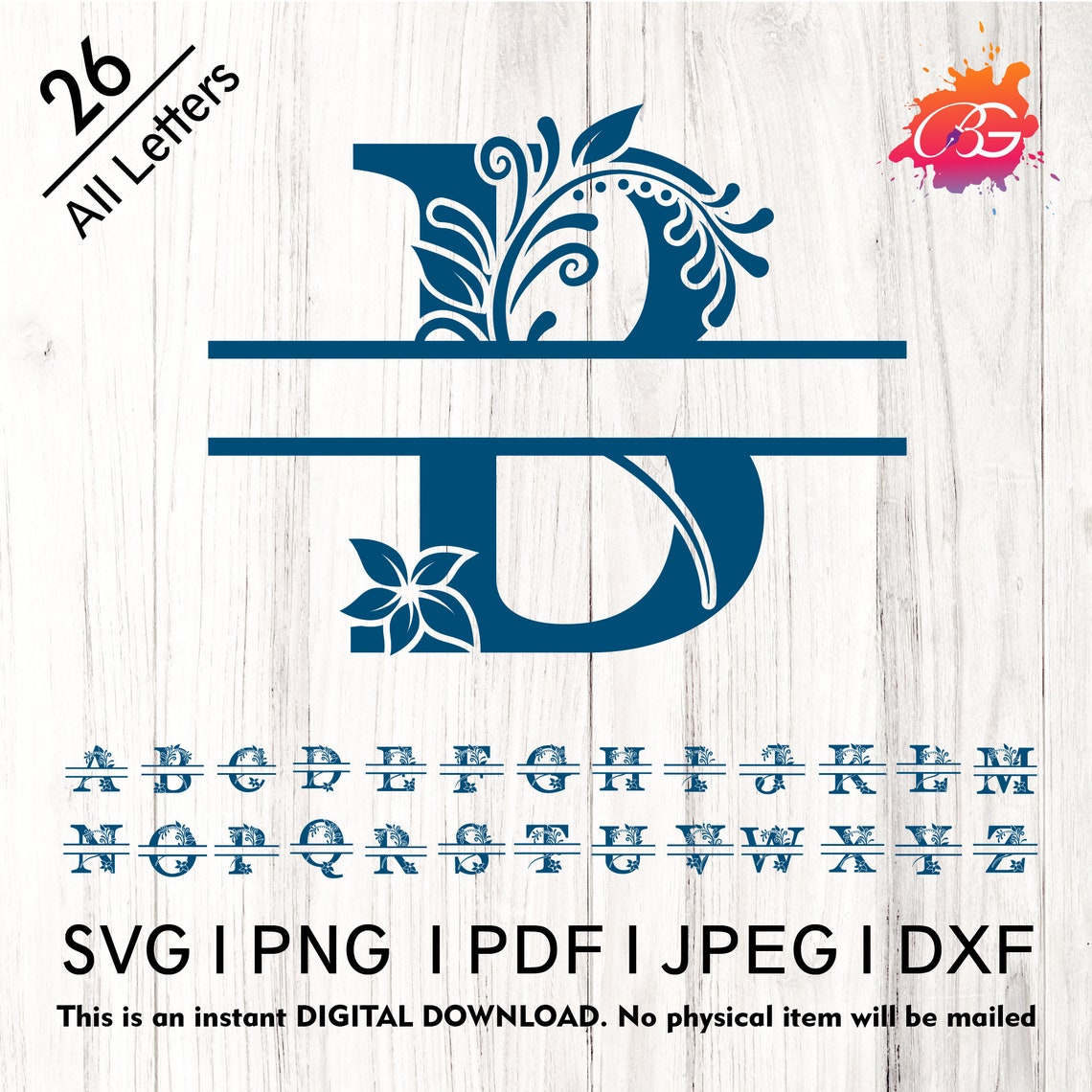 DIY Split Monogram Alphabet Downloadable SVG File for Home - Etsy