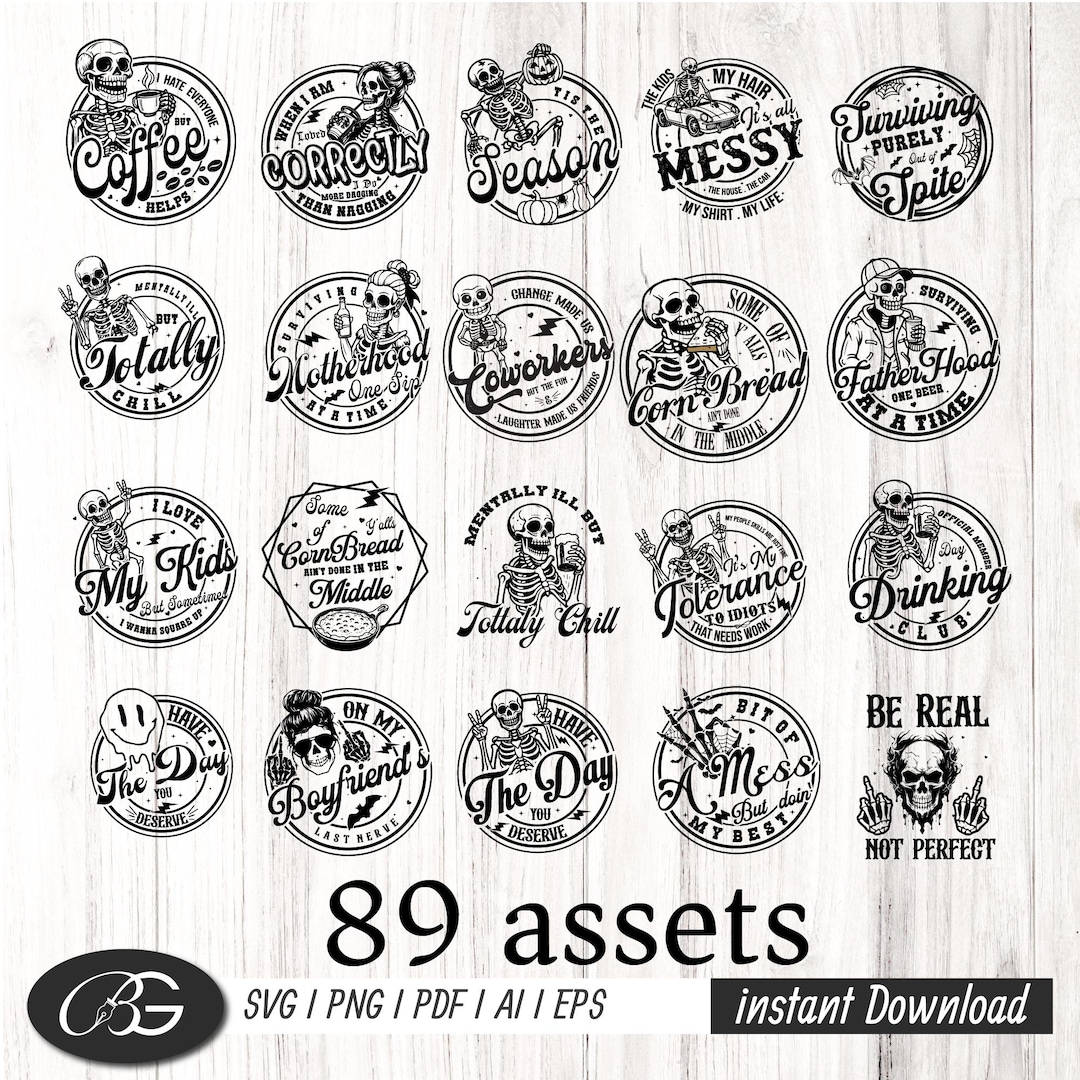 Snarky Skulls Bundle 89 SVG Bundle, Adult Humor Svg, Sarcasticpng ...