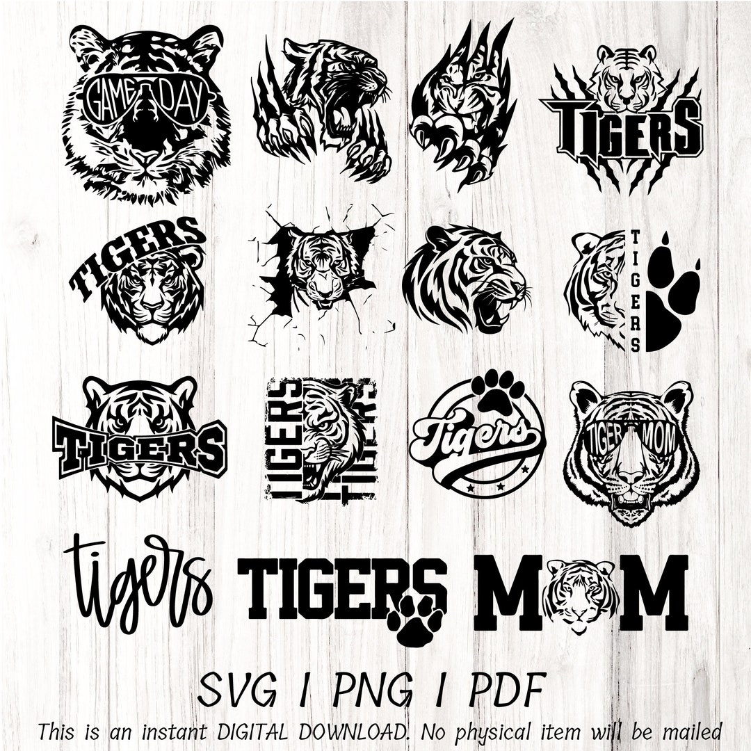 Tiger SVG Bundle: Mascot Clipart for Cricut, Silhouette (digital ...
