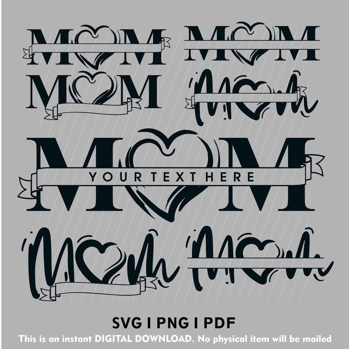 Mom Monogram Svg Mom Svg Mama Svg Mothers Day Svg Split - Etsy