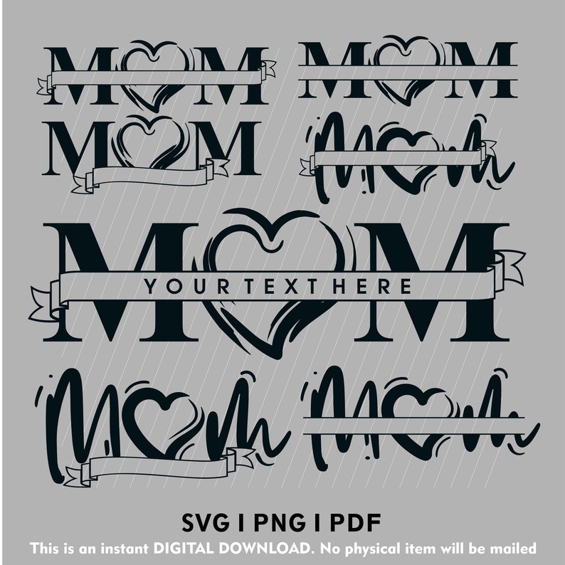 Mom Monogram Svg Mom Svg Mama Svg Mothers Day Svg Split - Etsy