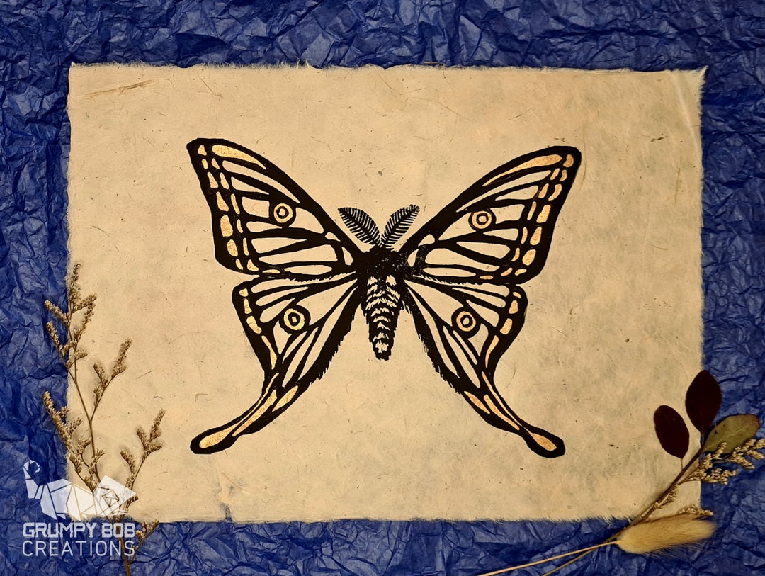 Art Print Moth Isabellaspinner Linocut Print - Etsy