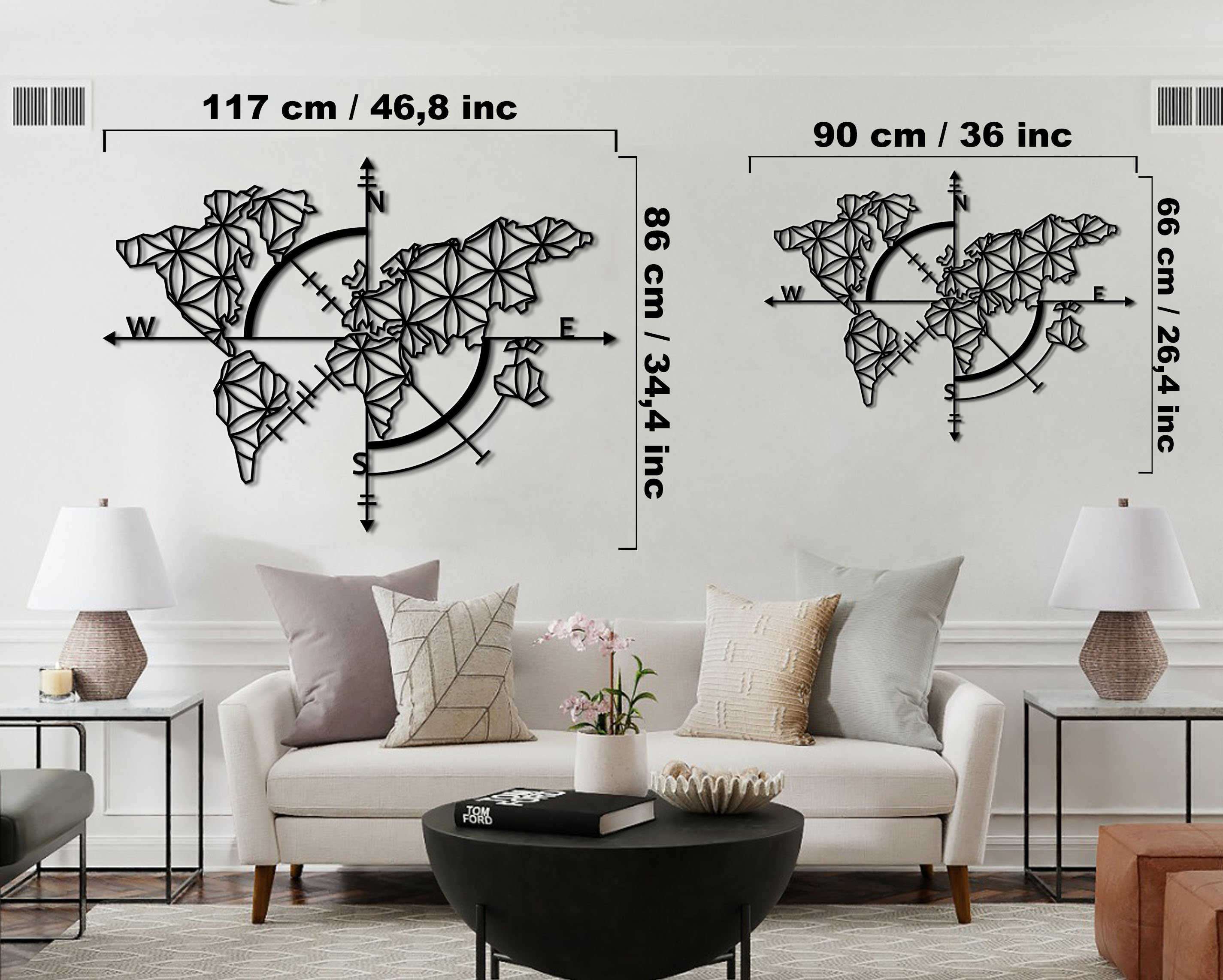 Mapa del mundo de metal, mapa geográfico, decoración de pared de viaje ...