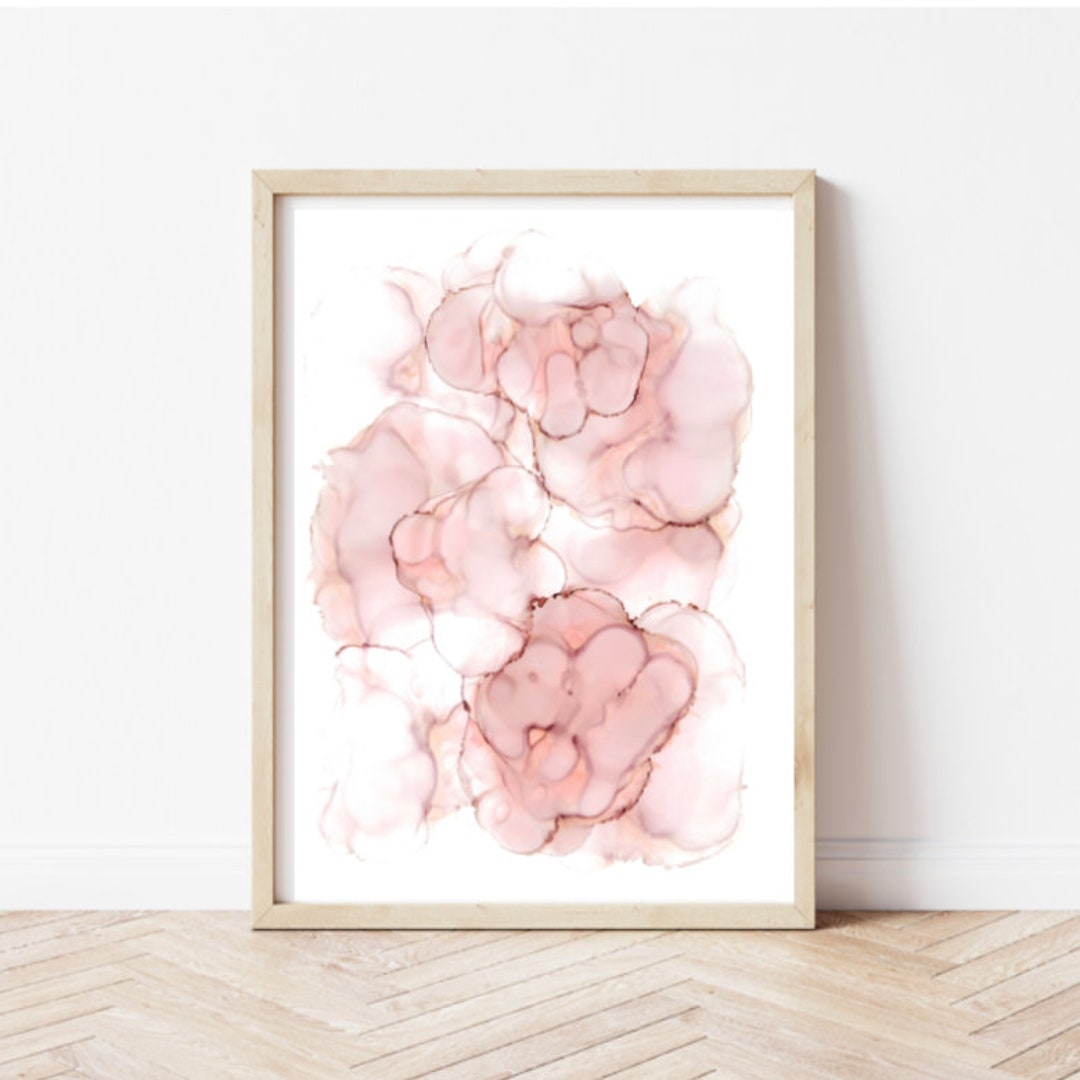 Blush Pink original Alcohol Ink Artwork A4 - Etsy
