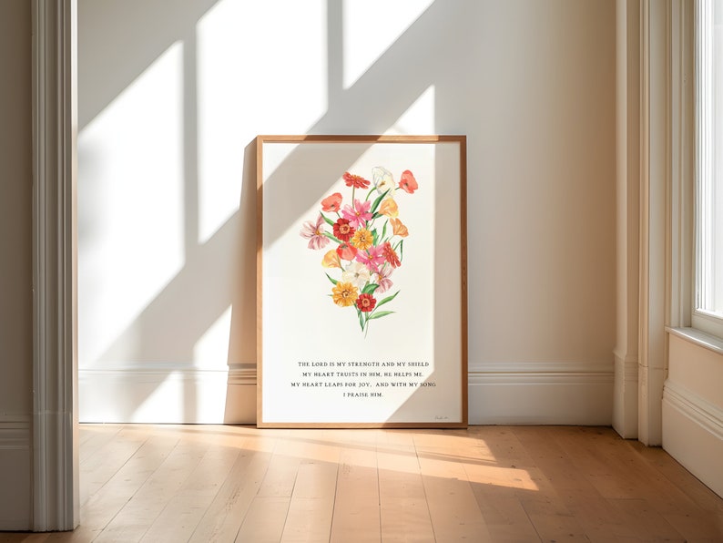 Psalm 28:7 Art Biblical Wall Art Scriptures Art Decor Bible - Etsy