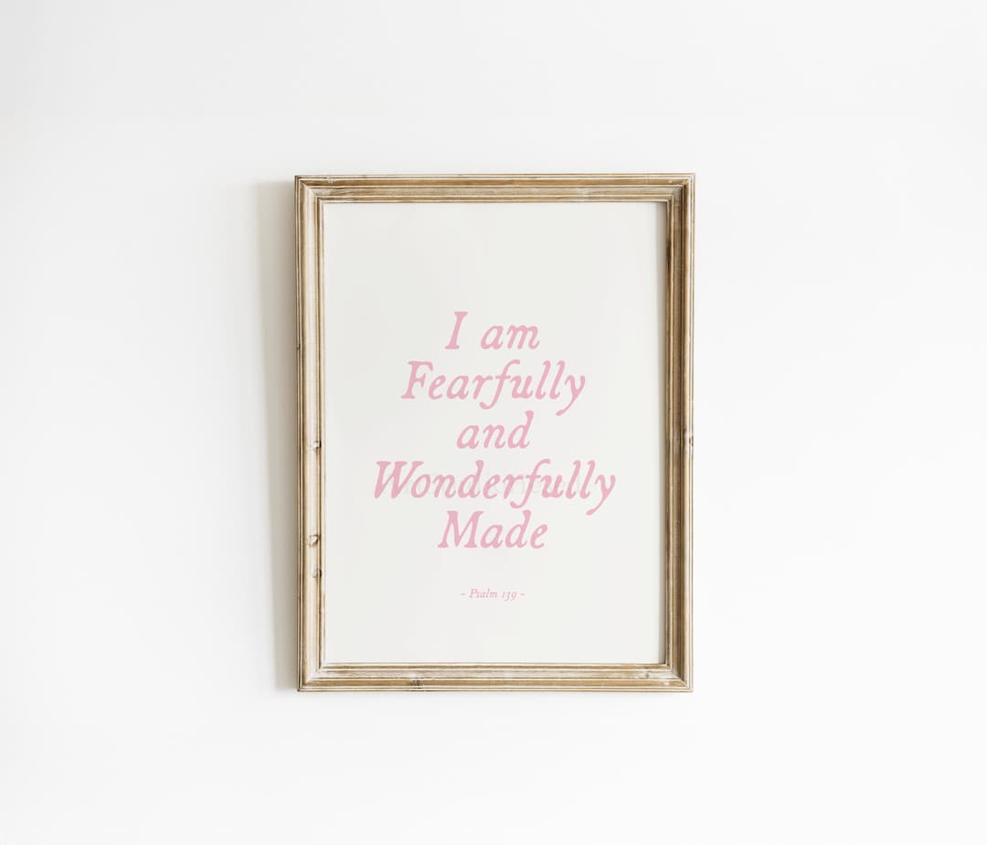 Fearfully and Wonderfully Made Print: Pink Christian Wall Art (digital ...