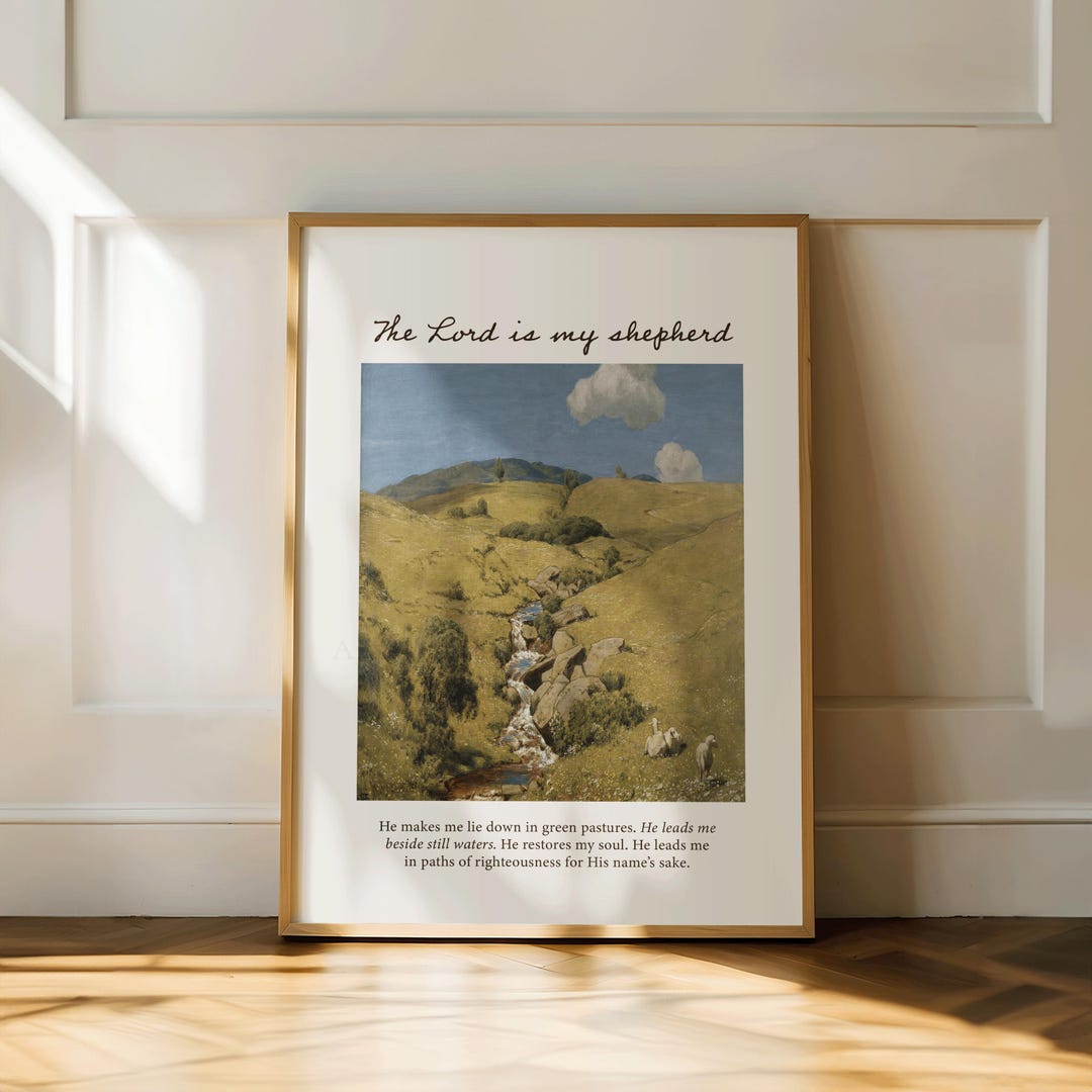 Psalm 23 Bible Verse Print: Green Pastures Christian Home Decor ...