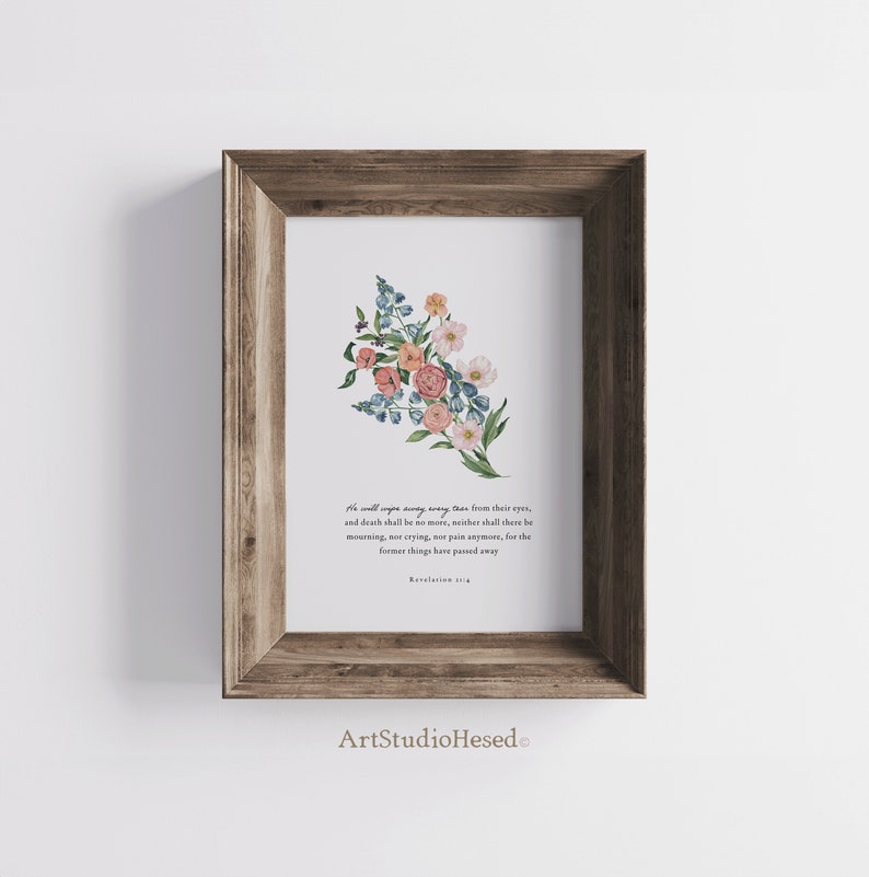 He Will Wipe Away Every Tear Revelation 21:4 Scriptures Watercolor ...