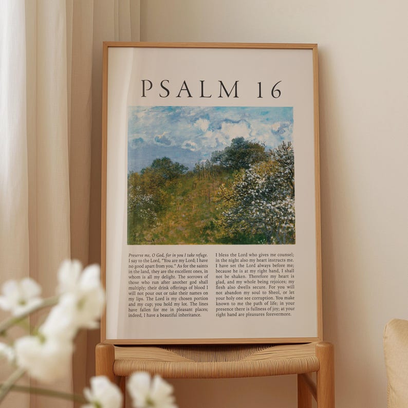 Psalm 16 Vintage Bible Verse Art Print: Christian Home Decor (digital ...
