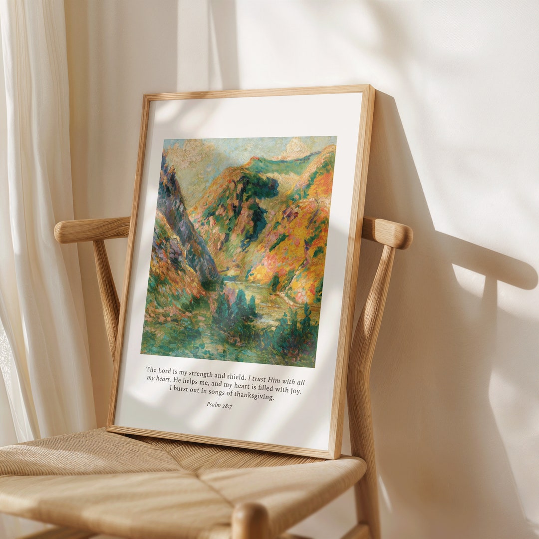 Psalm 28:7 Art Biblical Wall Art Scriptures Art Decor Bible Artwork ...
