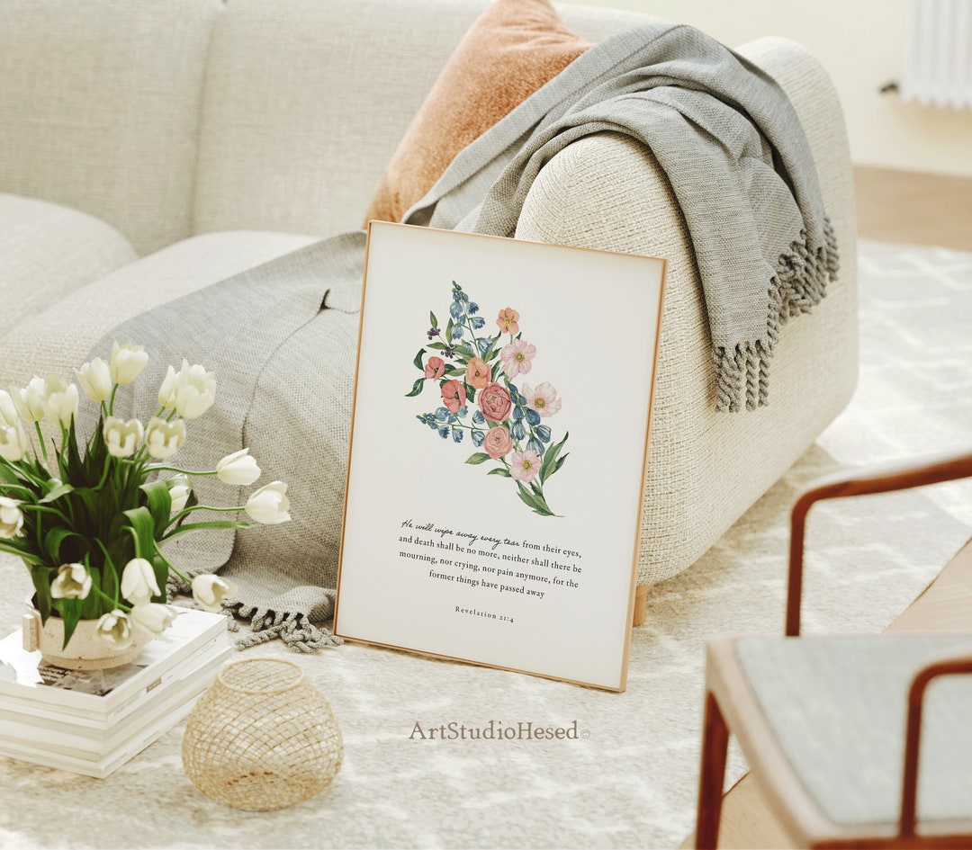 He Will Wipe Away Every Tear Revelation 21:4 Scriptures Watercolor ...