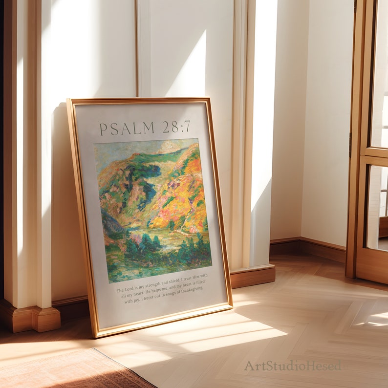 Psalm 28:7 Art Biblical Wall Art Scriptures Art Decor Bible Artwork ...