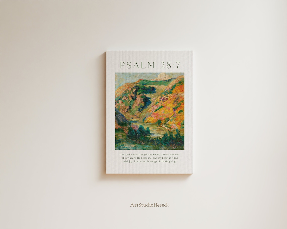 Psalm 28:7 Art Biblical Wall Art Scriptures Art Decor Bible Artwork ...
