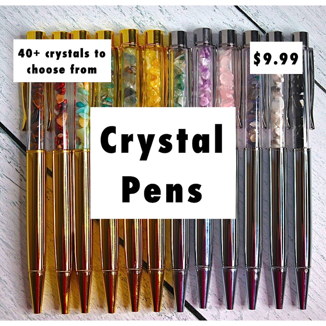 Crystal Pens | Reiki Infused | Manifestation Pens | Crystal Chip Pens ...