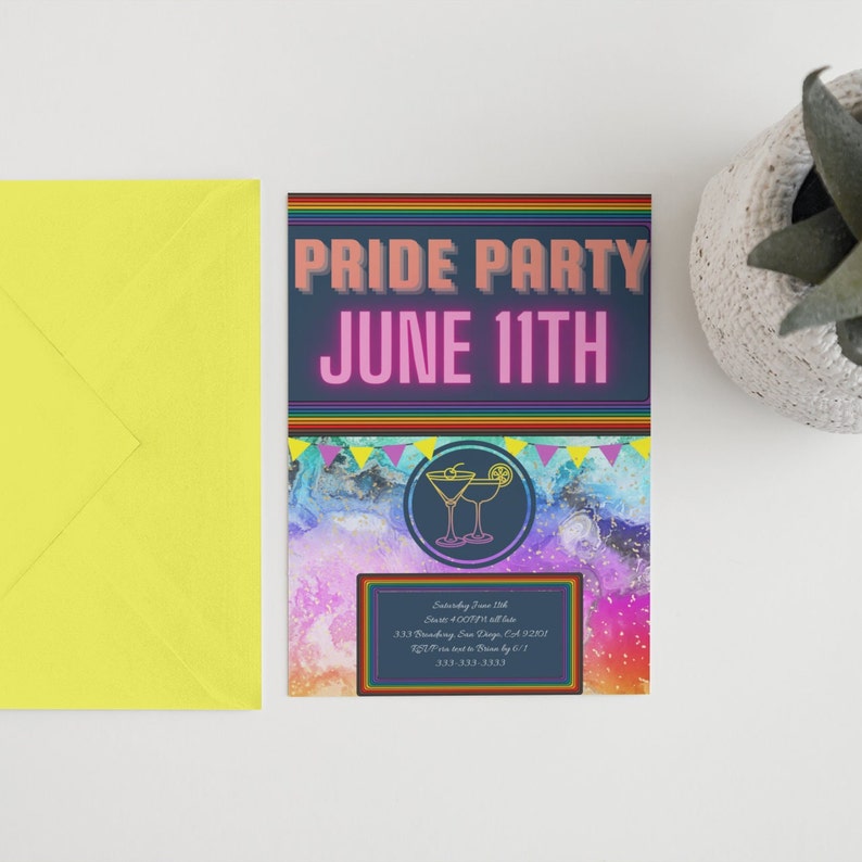Pride Party Invitation, LGBTQ Party Invite, Pride, Rainbow, Invitation ...