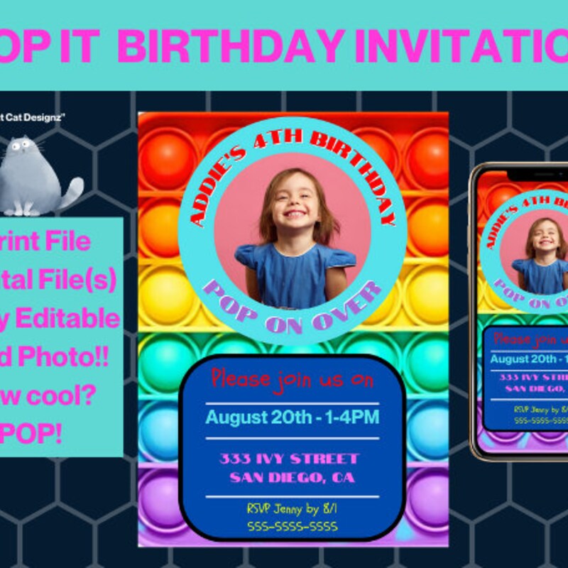 Popit Invitation - Etsy