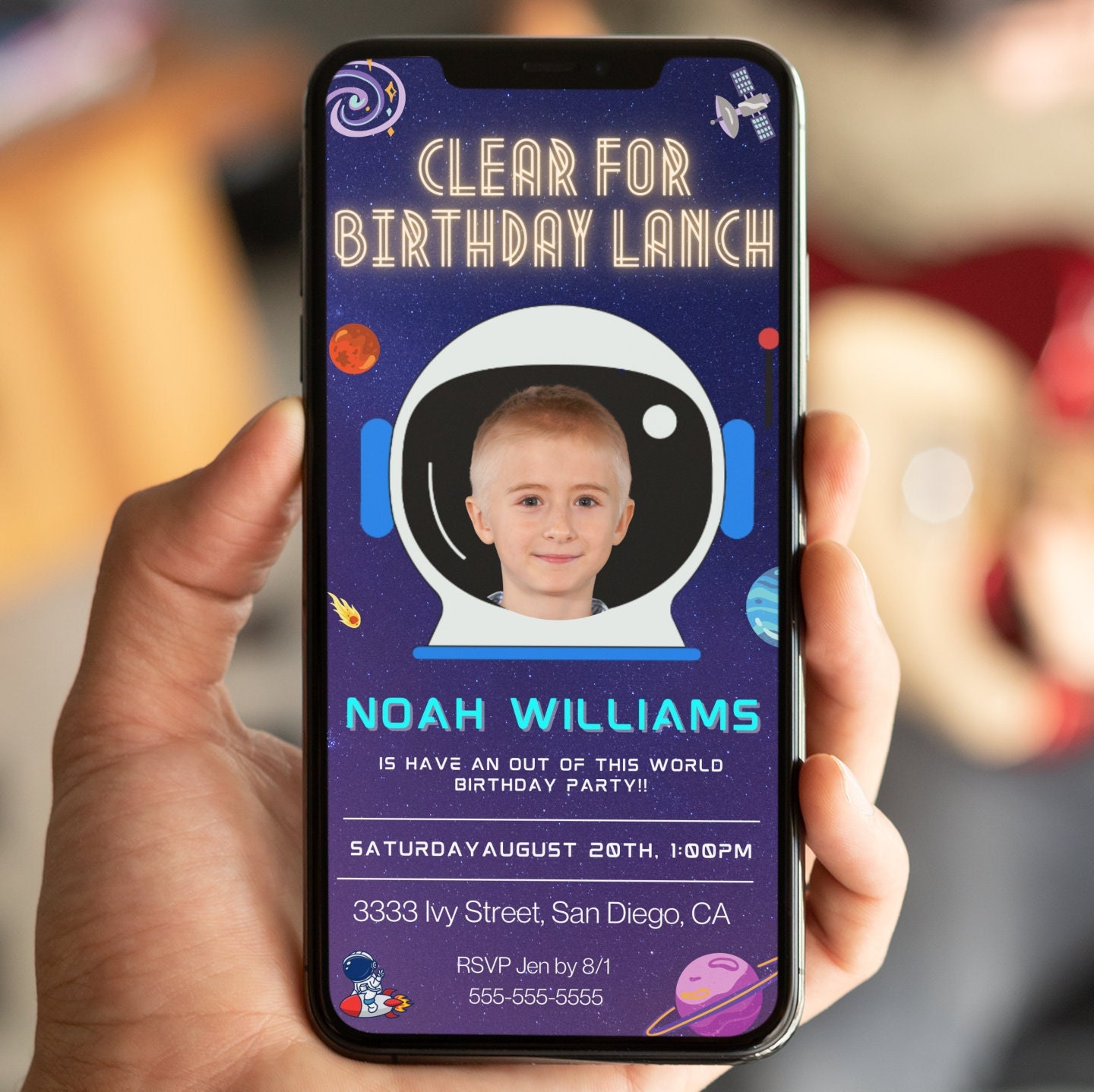 Astronaut Birthday, Space Invitation, Instant Download Editable ...
