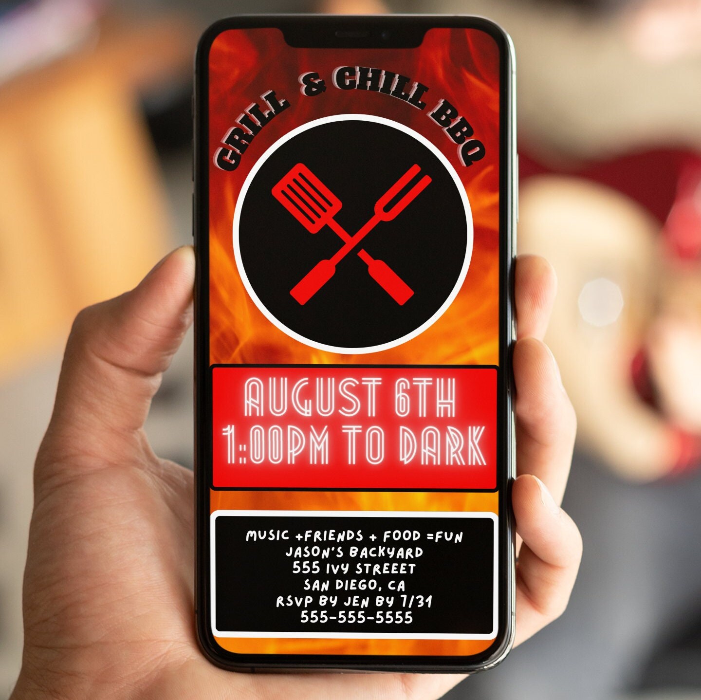 Grill & Chill, BBQ Invitation, Instant Download, BBQ Template, Bbq ...