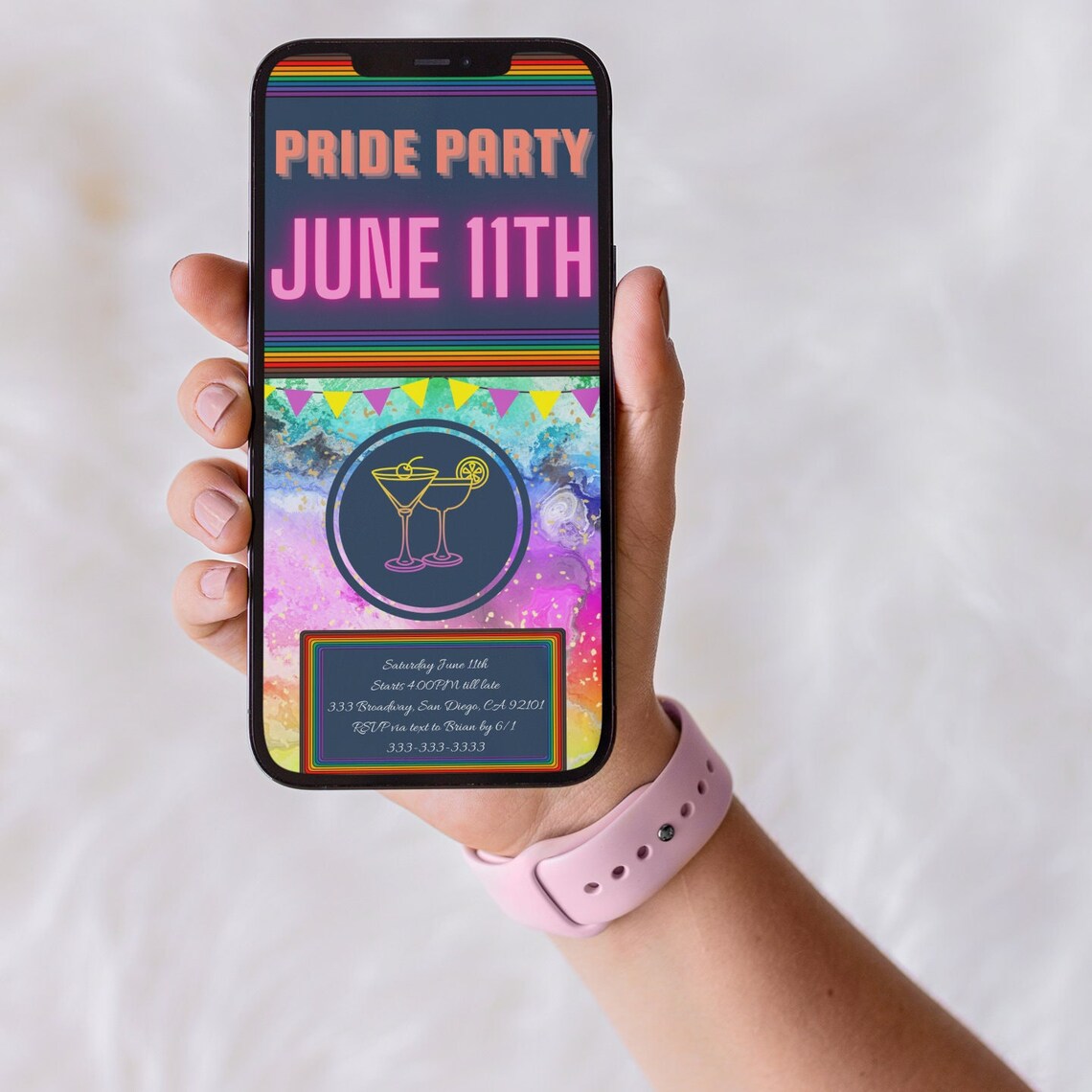 Pride Party Invitation, LGBTQ Party Invite, Pride, Rainbow, Invitation ...