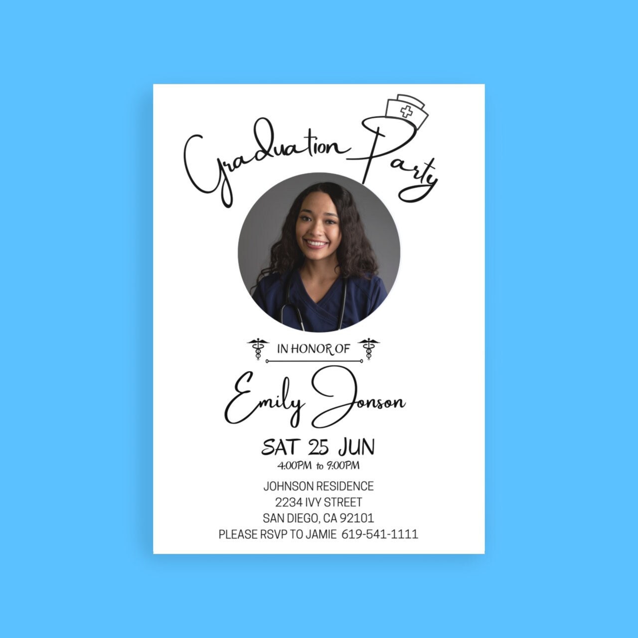 Nursing Graduation Party Invitation, Electronic Nursing Graduation ...