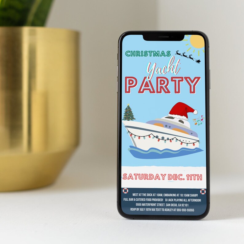 Christmas Boat Parade Invitation Template, Christmas Boat Party ...