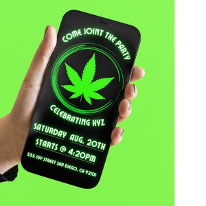 Electronic Cannabis Party Invitation Template, Digital Weed Party ...
