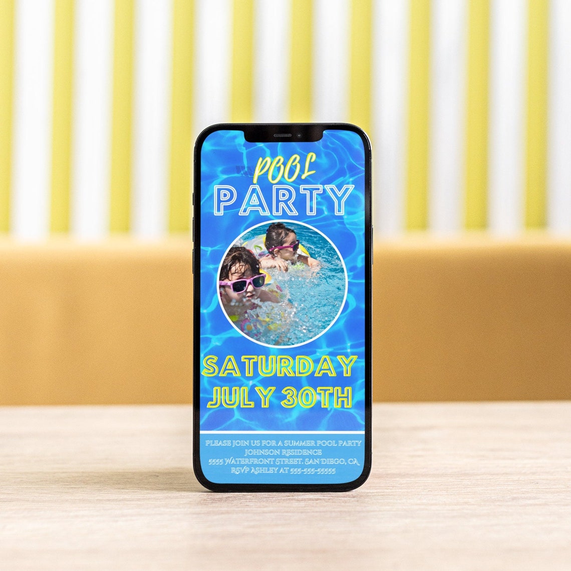 Pool Party Text Birthday Invitation Evite Birthday Iphone - Etsy