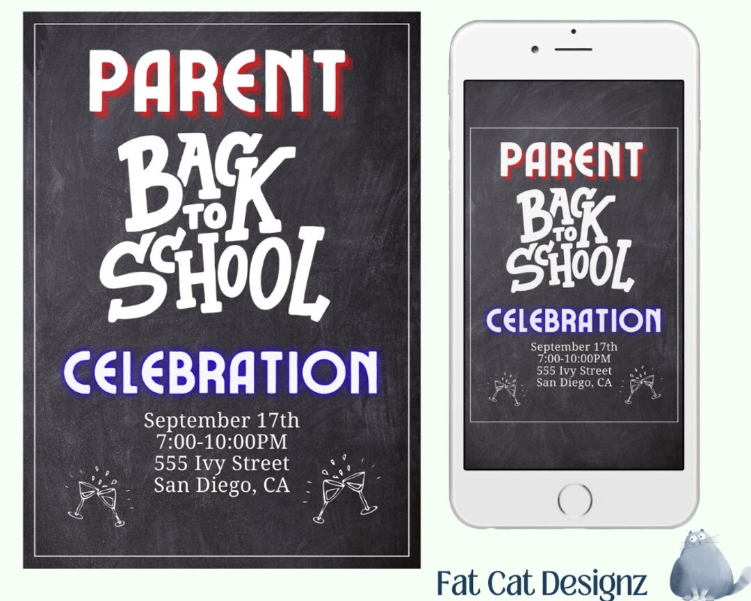 Parent Back to School Party Invitation, Back to School Party for Adults ...