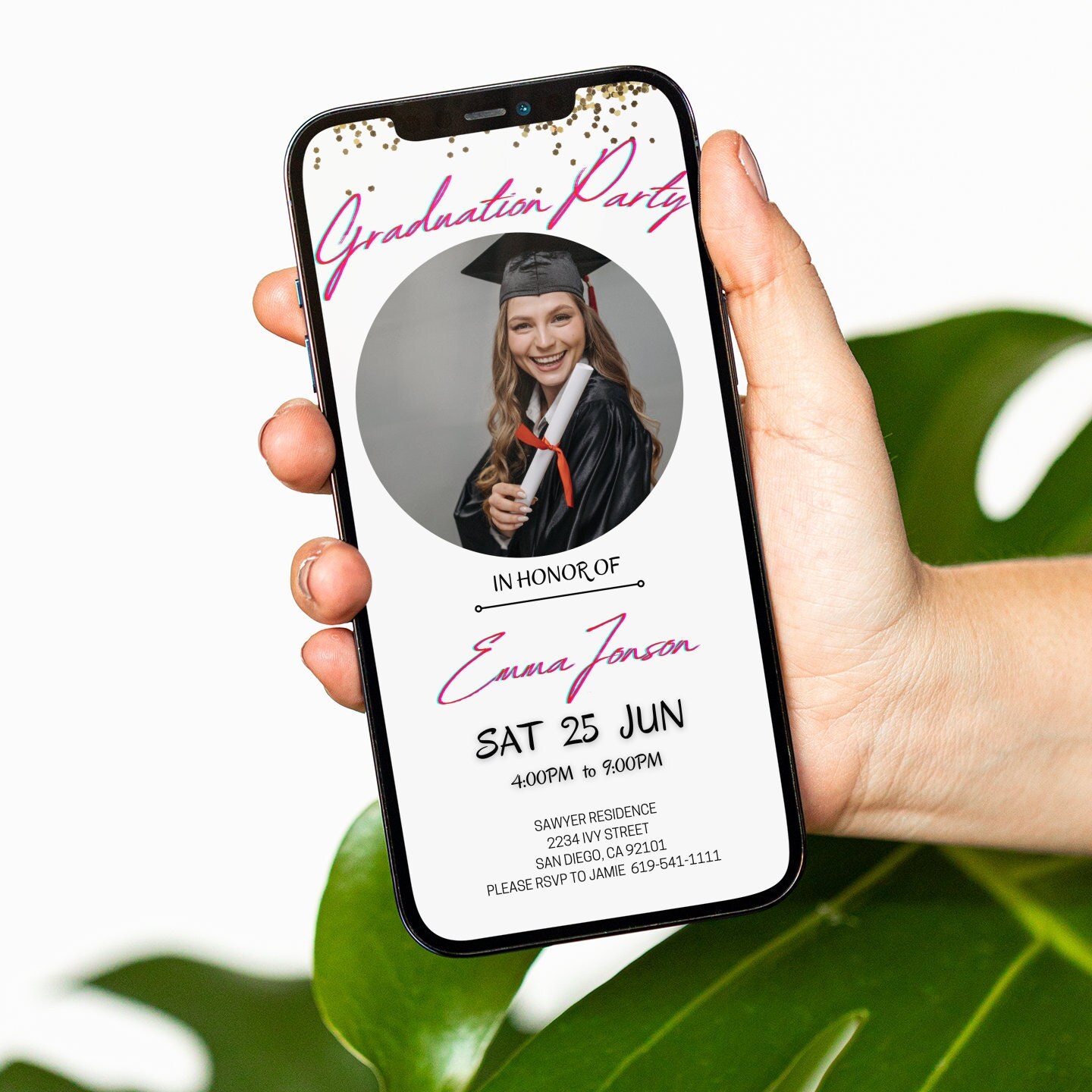Electronic Graduation Invitation Template, Graduation Announcement ...