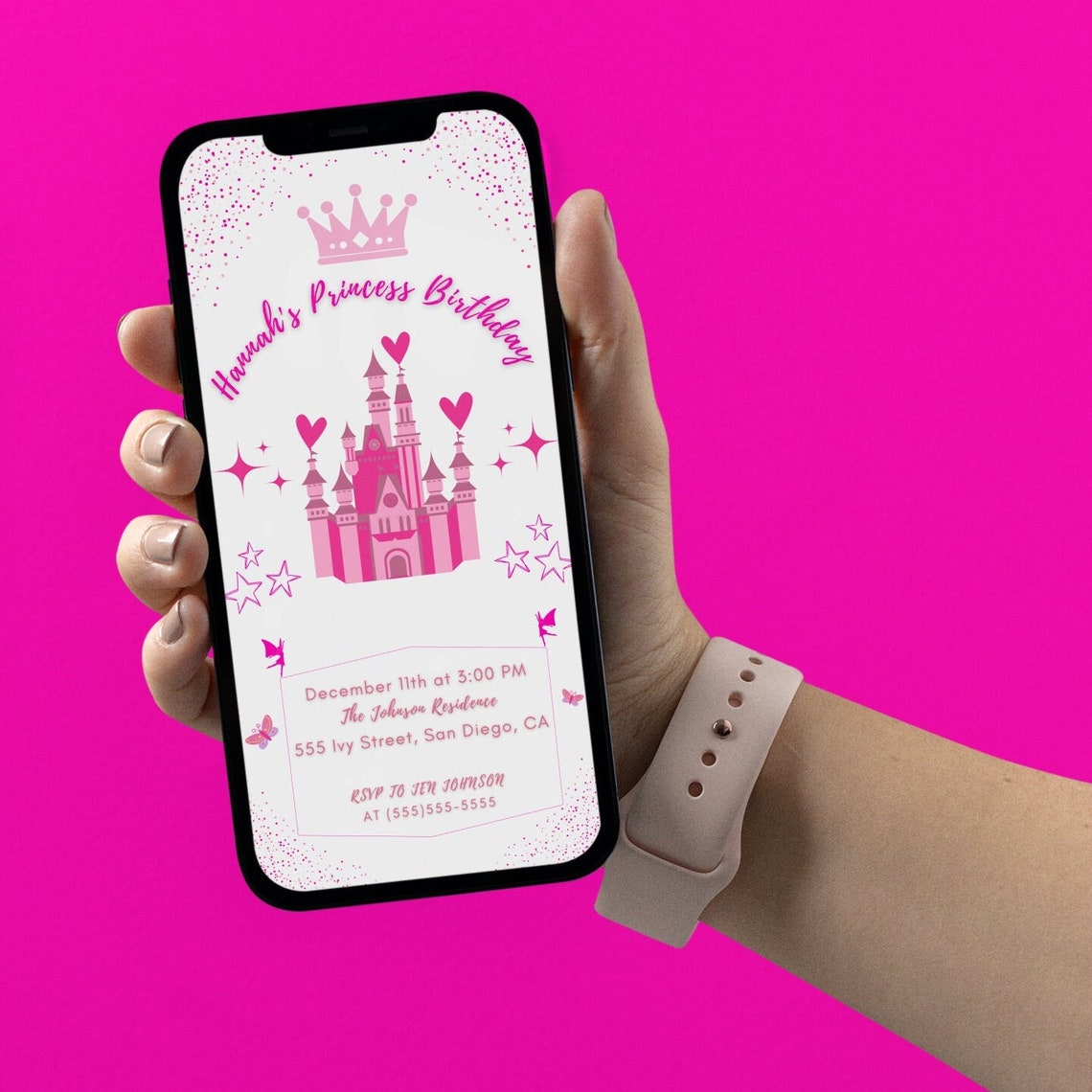 Birthday Invitation, Princess Birthday Invitation, Princess Birthday ...