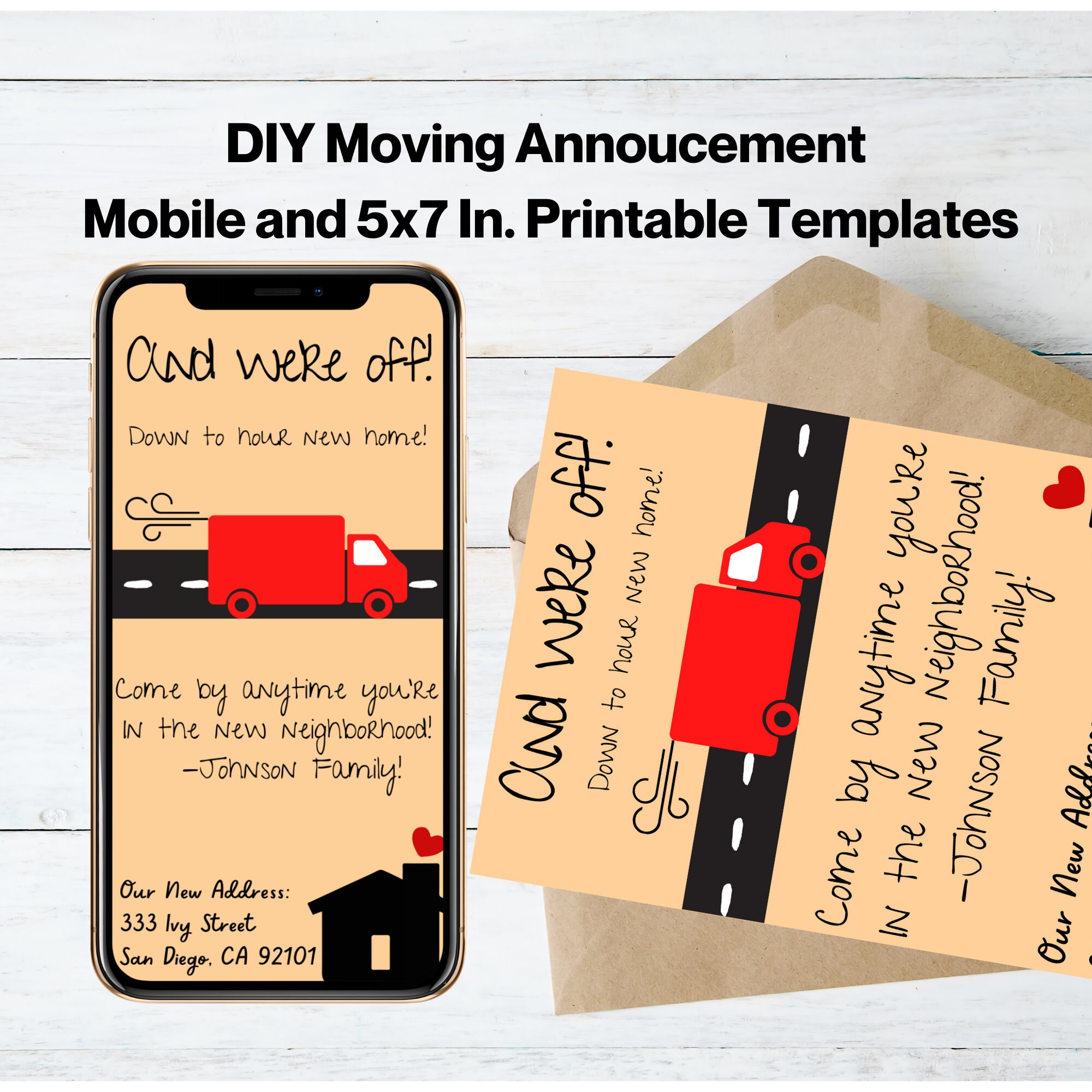 Moving Announcement, Digital & Print Templates, New Address ...