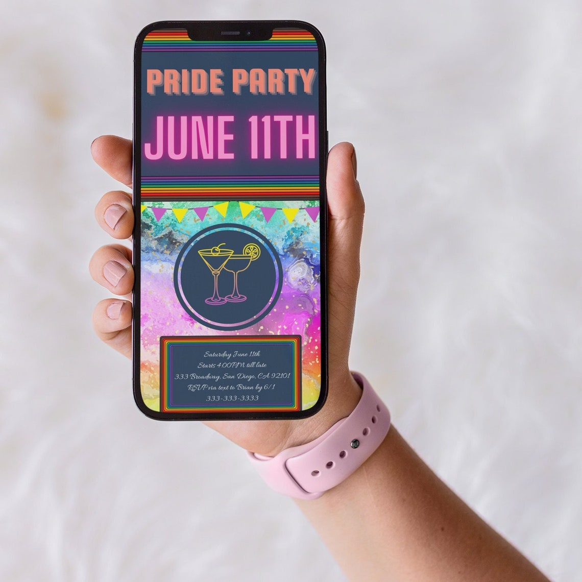 Pride Party Invitation, LGBTQ Party Invite, Pride, Rainbow, Invitation ...