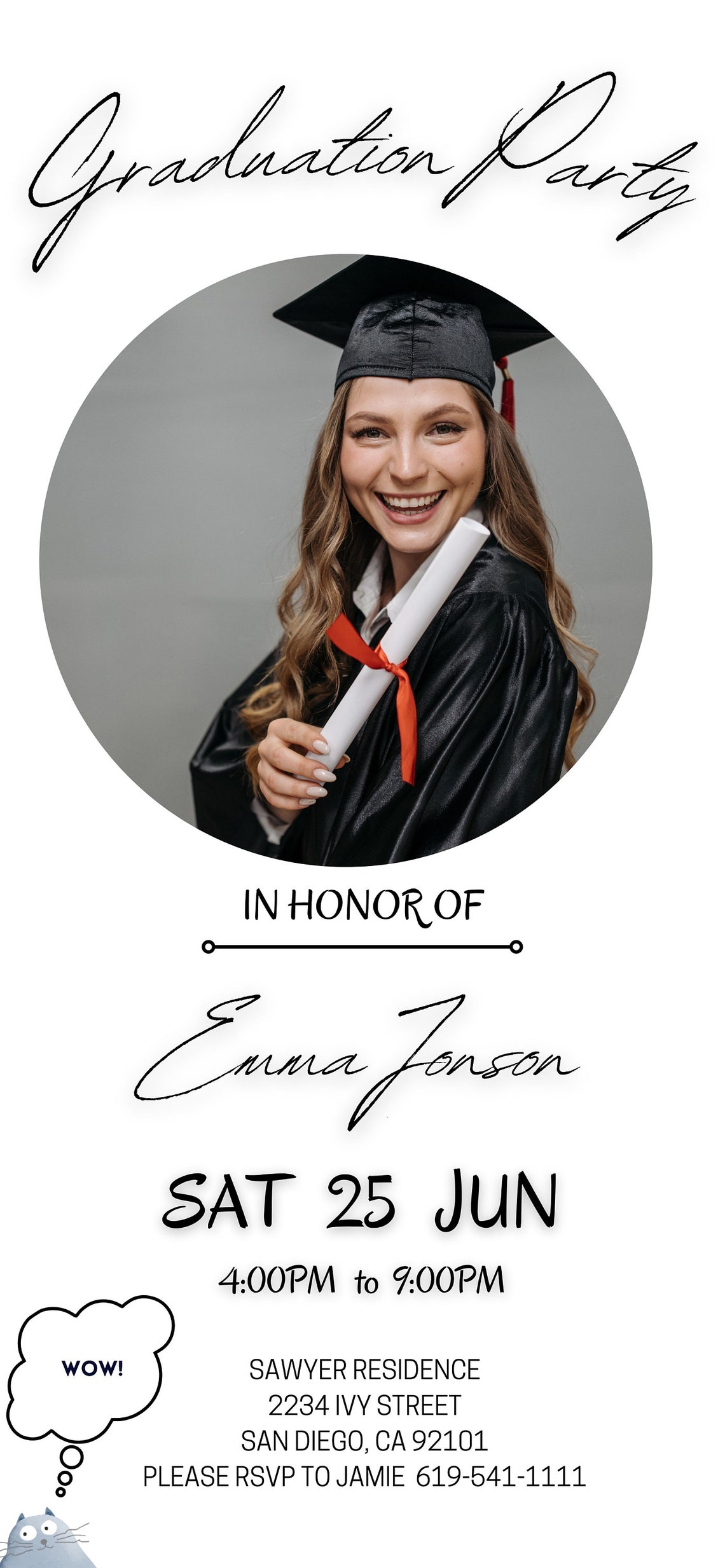 Electronic Graduation Invitation Template, Graduation Announcement ...