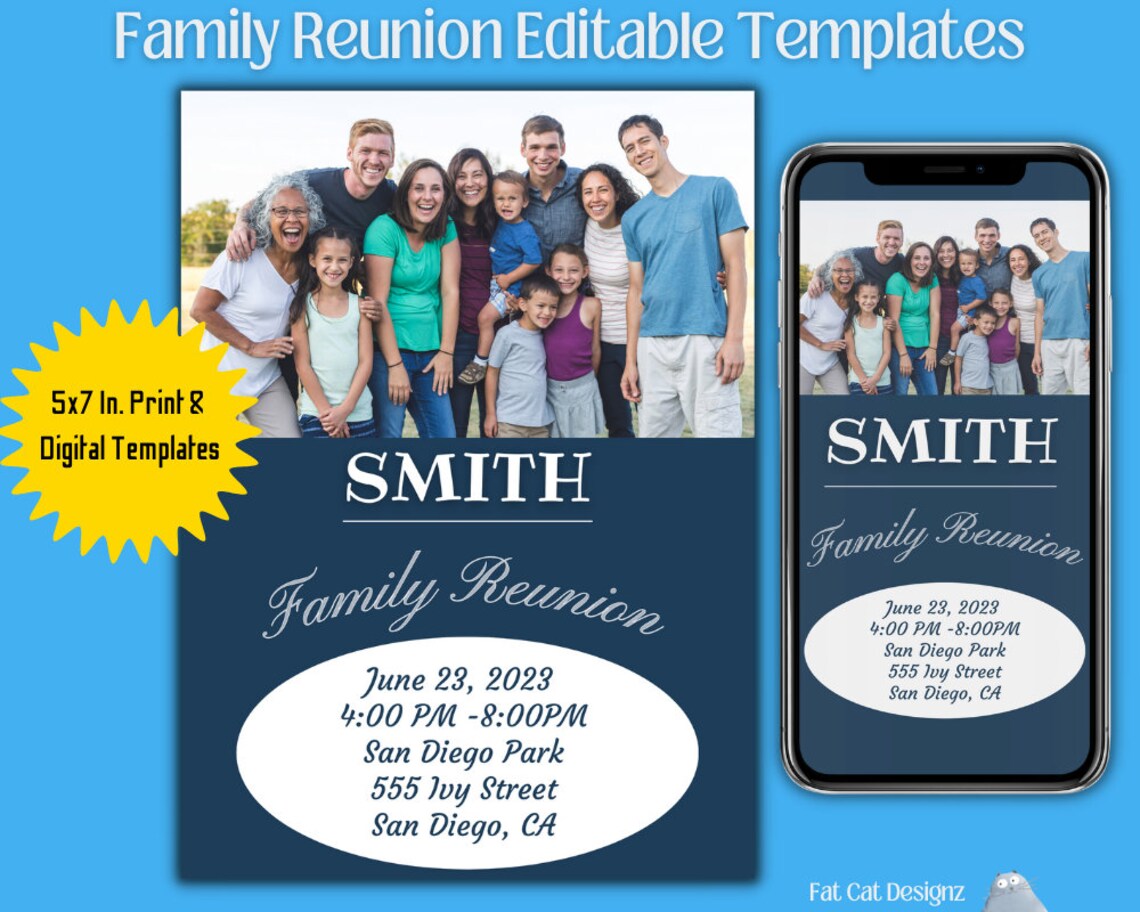 Family Reunion Invitation, Editable Template, Family Reunion, Family ...