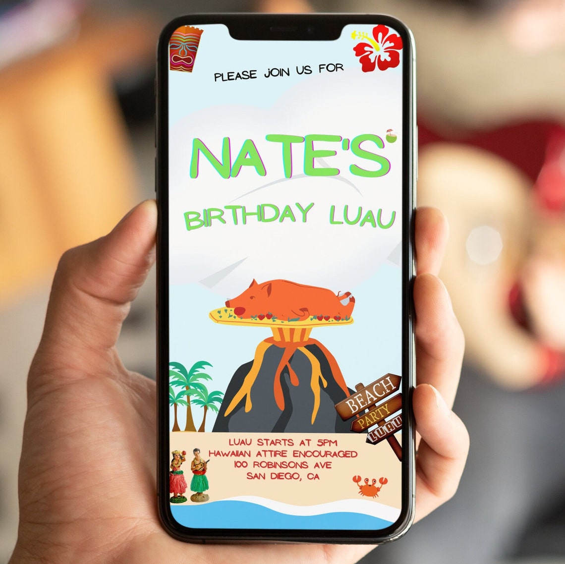 Luau Party Electronic Invite Luau Party Luau Birthday - Etsy