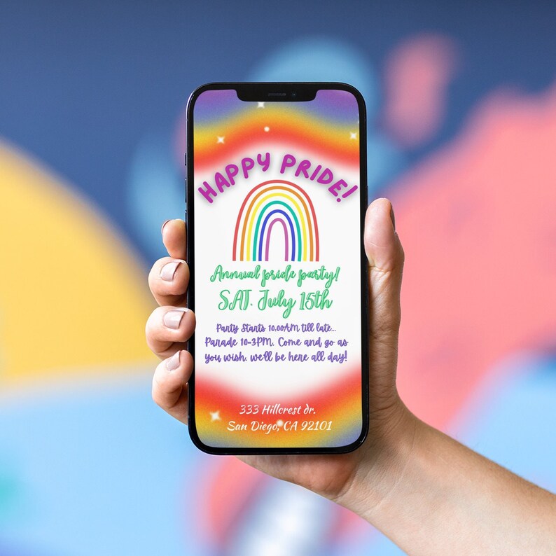 Rainbow Pride Invite, LGBTQ, Party Invite, Pride, Rainbow Invitation ...