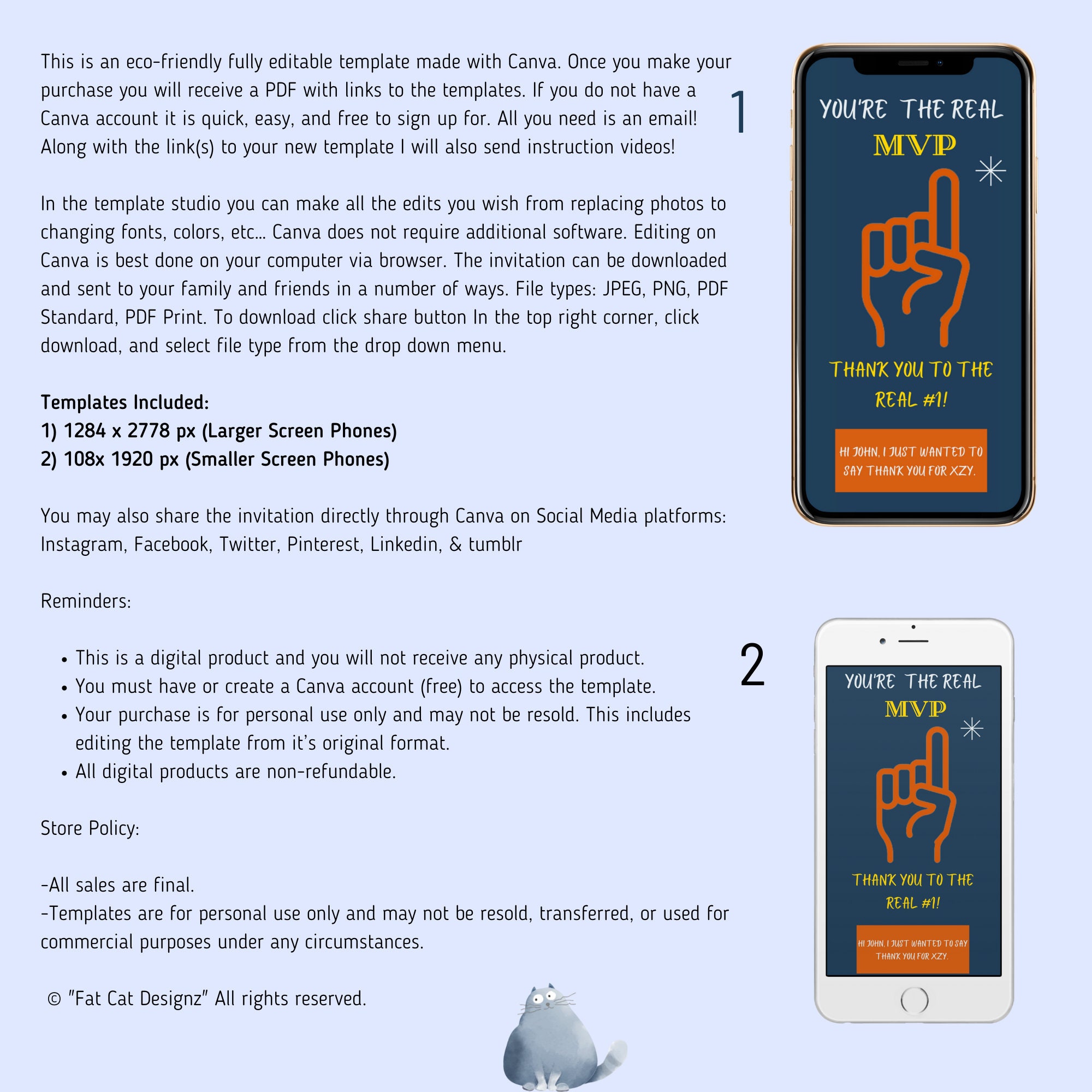 Thank You Card, MVP Thank You Card, Instant Download, Editable Template ...