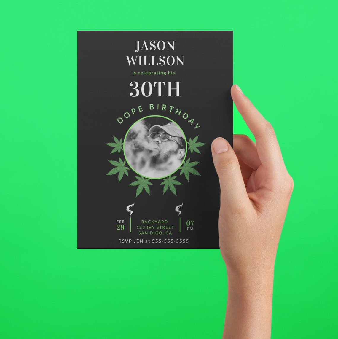 Weed Birthday Invitation Marijuana Invitation Birthday - Etsy