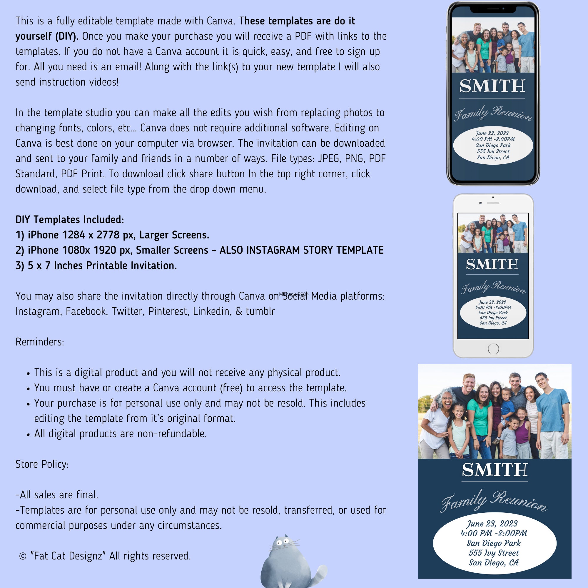 Editable Family Reunion Invitation Template Family Reunion Invitation ...