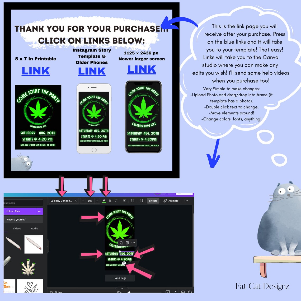 Electronic Cannabis Party Invitation Template, Digital Weed Party ...