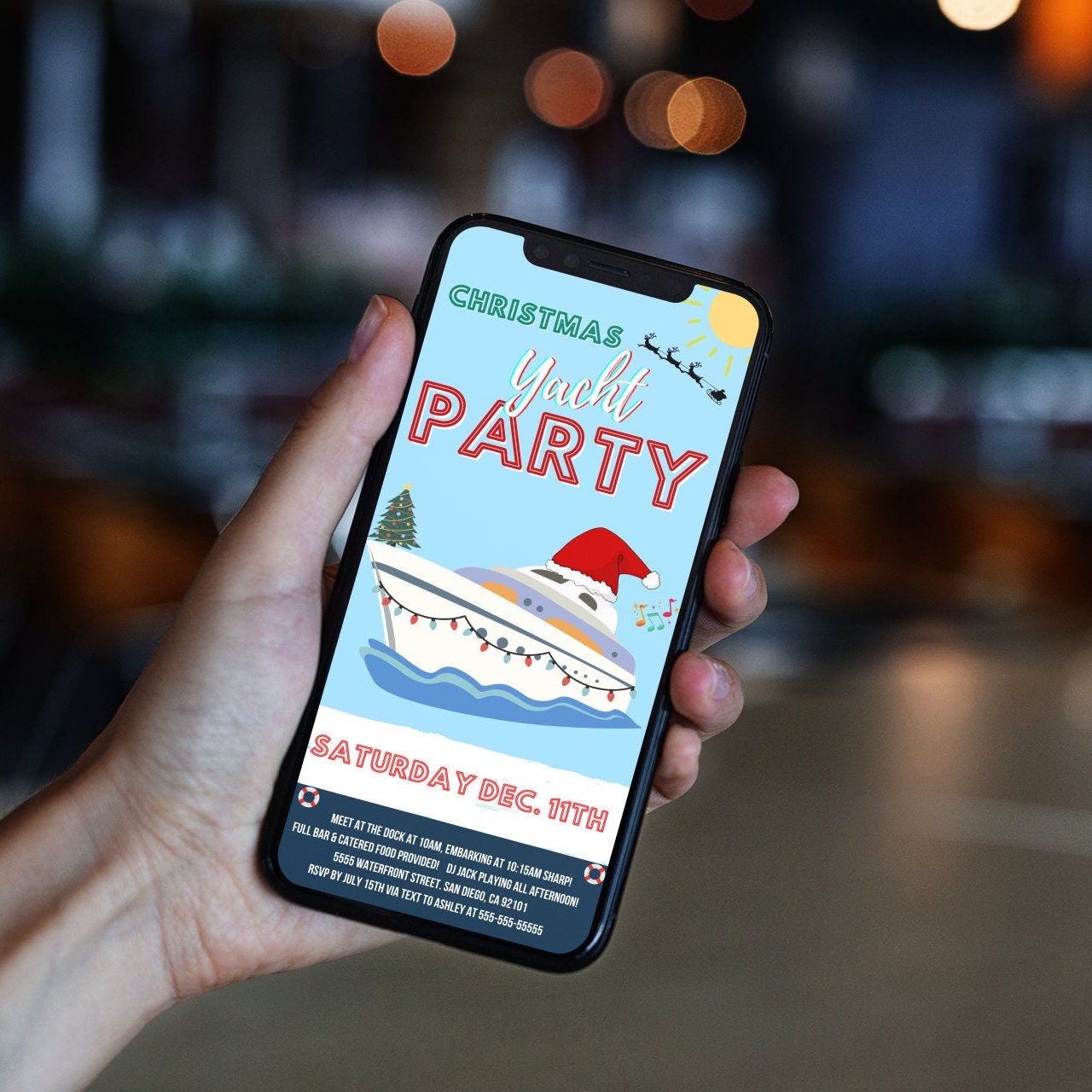 Christmas Boat Parade Invitation Template, Christmas Boat Party ...