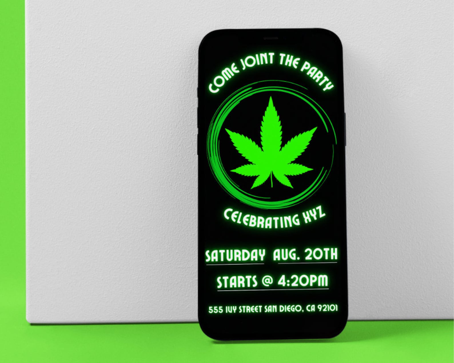 Electronic Cannabis Party Invitation Template, Digital Weed Party ...