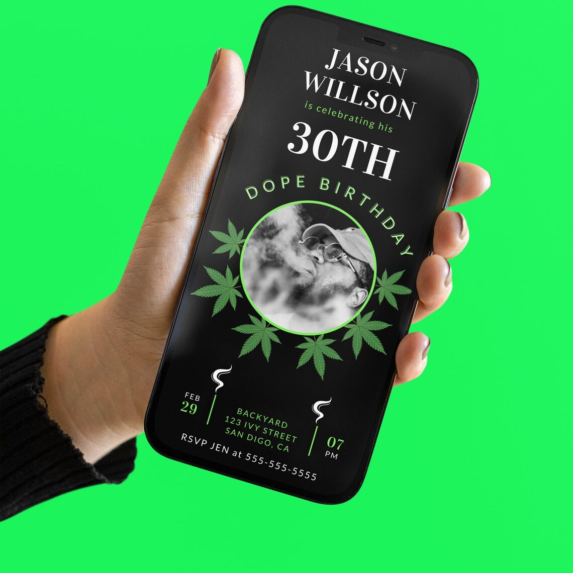 Weed Birthday Invitation, Marijuana Invitation, Birthday Invitation ...