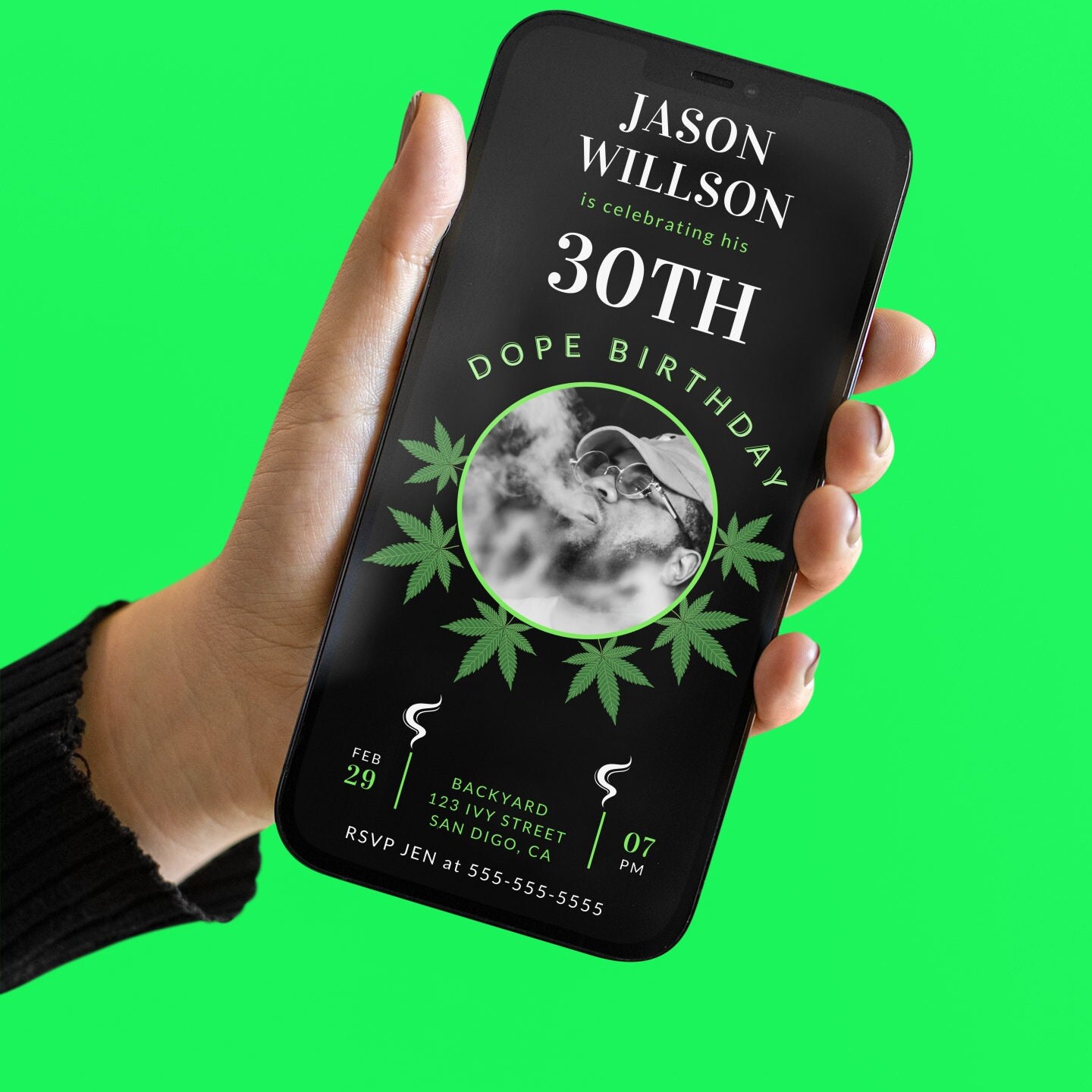 Weed Birthday Invitation, Marijuana Invitation, Birthday Invitation ...