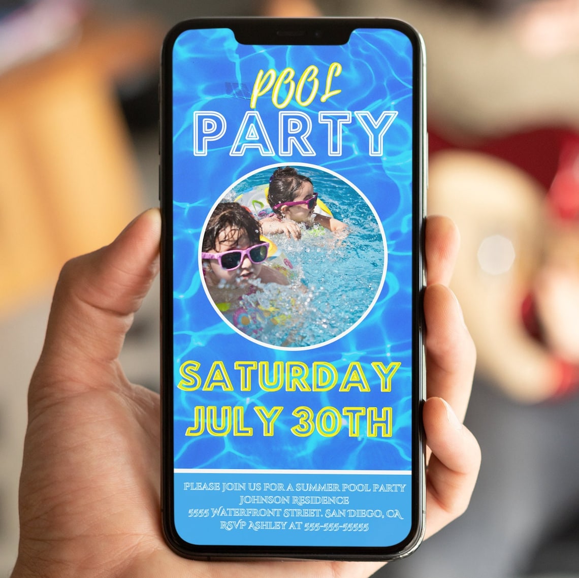Pool Party Text Birthday Invitation, Evite Birthday iPhone Invitation ...