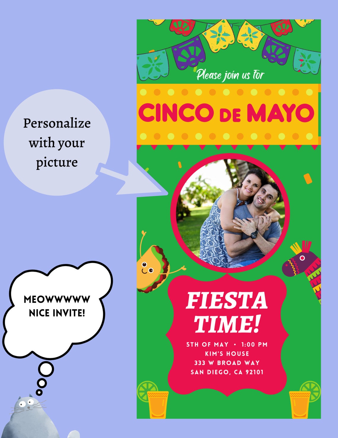 Cinco De Mayo Invite, Editable Template, Fiesta Invitation, Instant ...