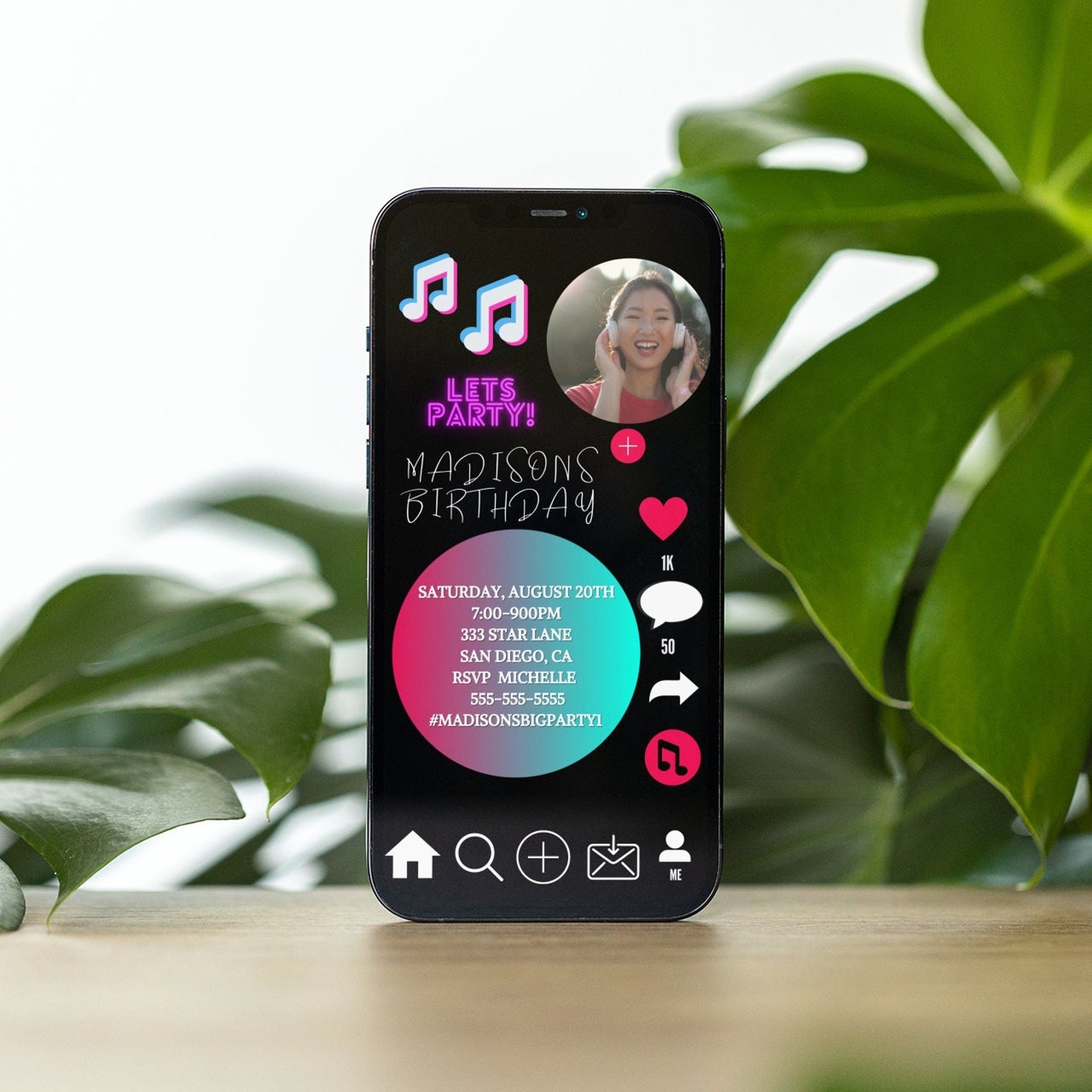 Tiktok Invitation, Titok Party, Tiktok Birthday, Birthday Invitation ...