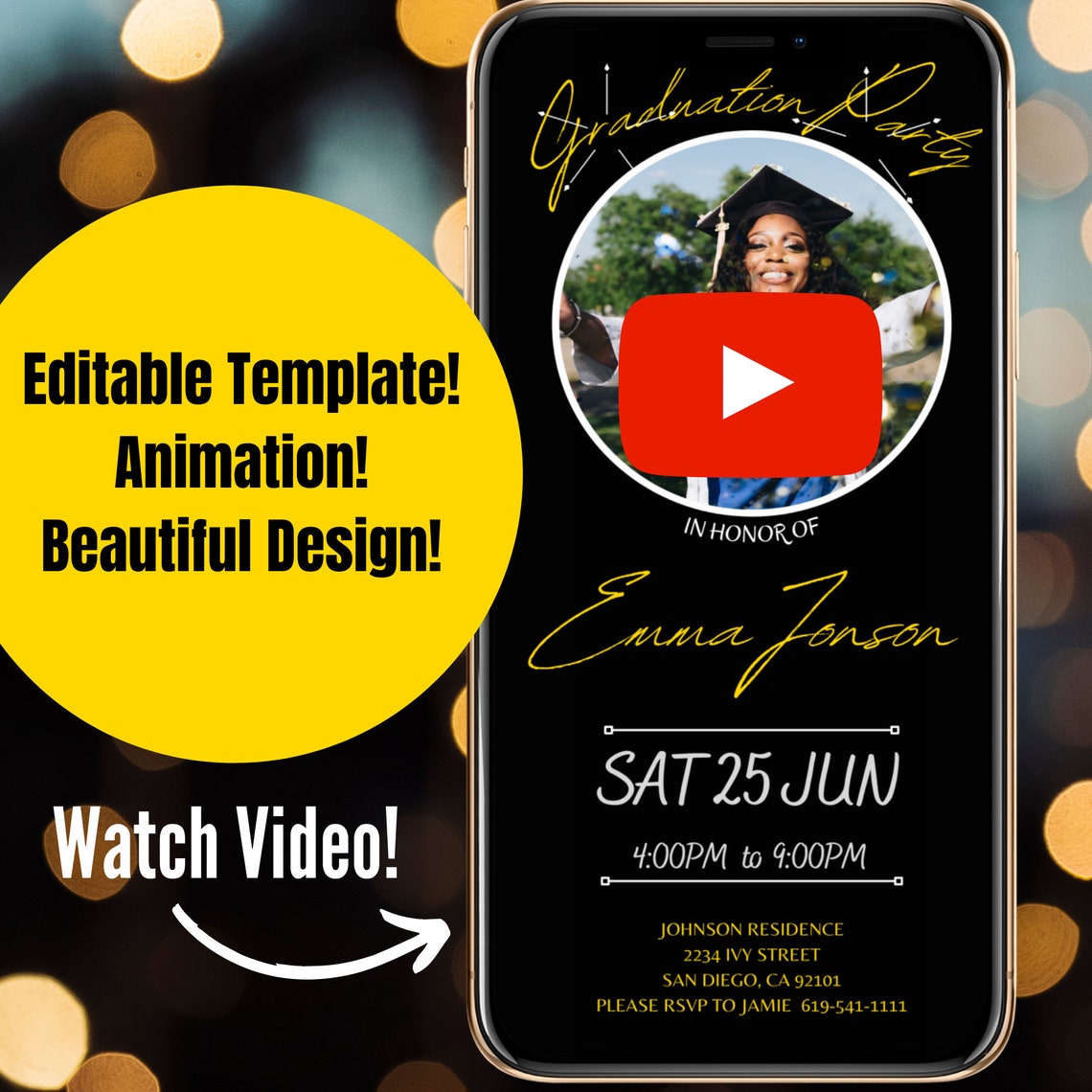 Graduation Invitation, Class of 2022, Graduation Invite, Electronic ...
