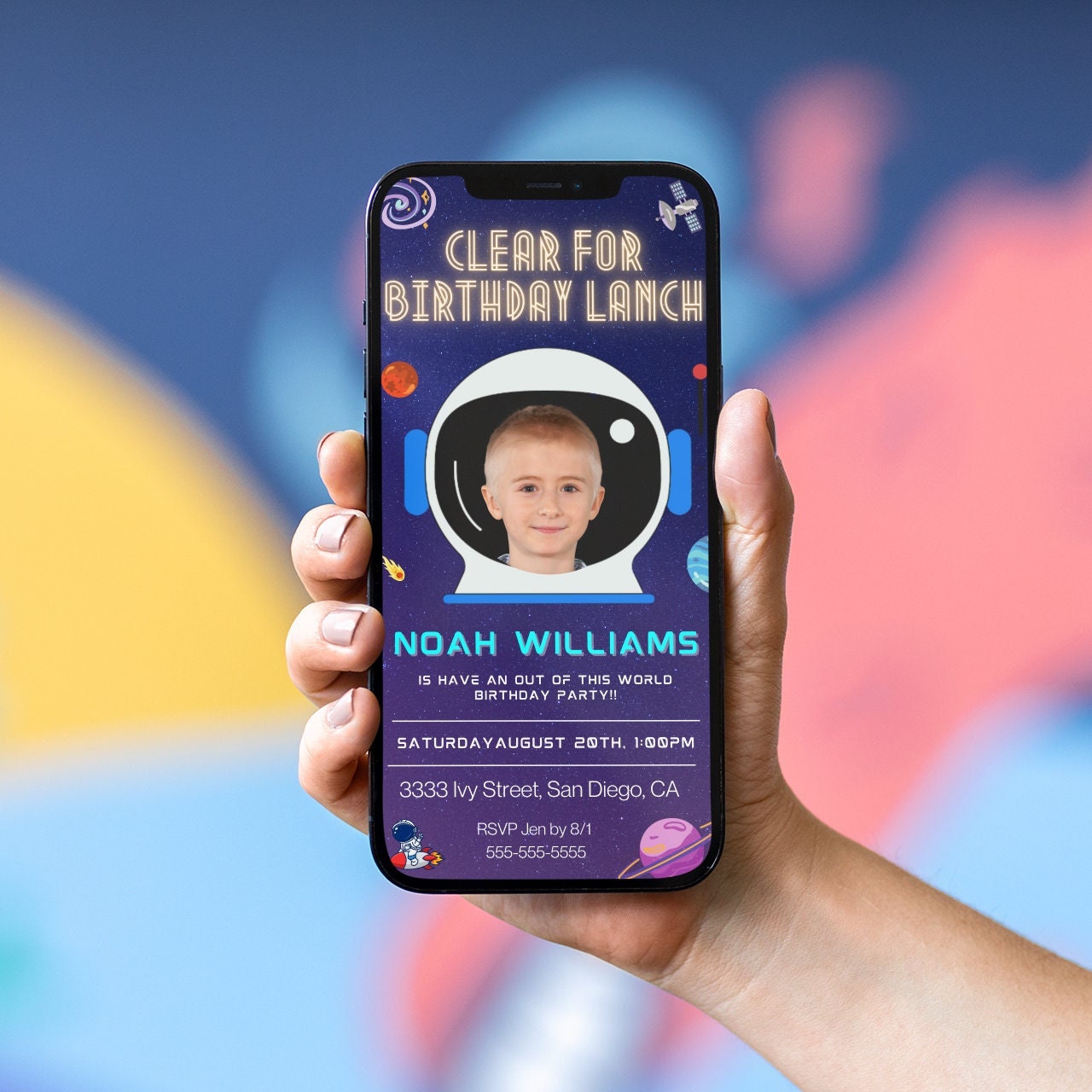 Astronaut Birthday, Space Invitation, Instant Download Editable ...