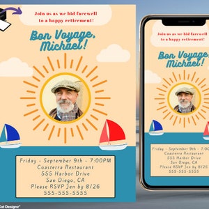 Editable Retirement Invitation Template, Digital Printable Sailing ...